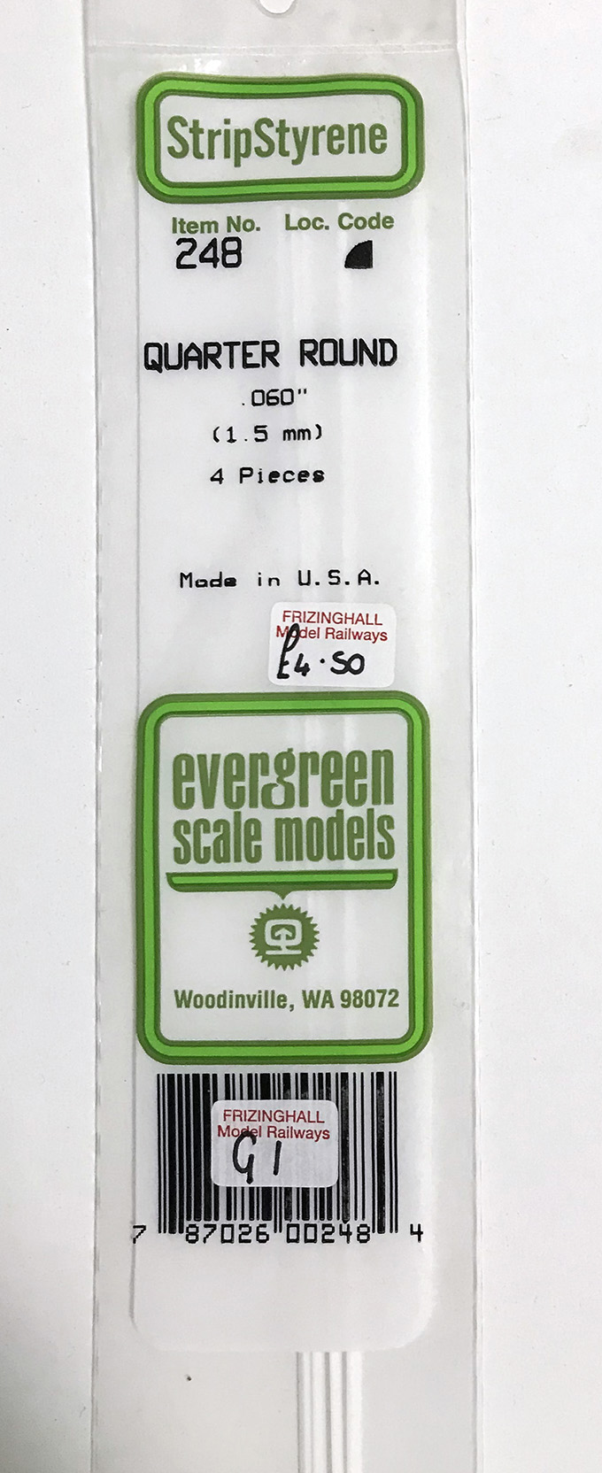 Evergreen .060 quarter round strip